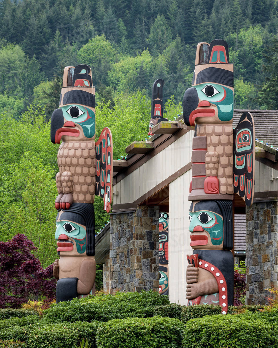 USA, Washington State, Jamestown. Totem art. - Royalty-free Stock Photo ...