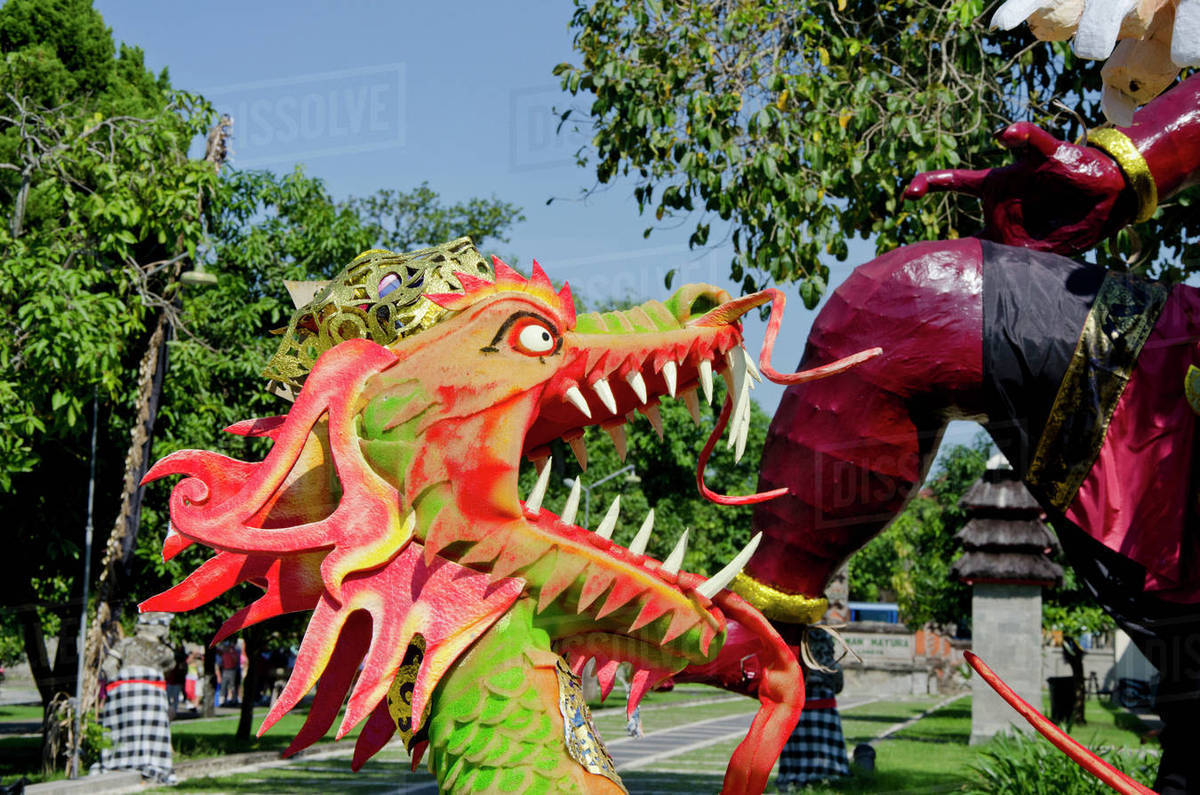 Indonesia, Island of Lombok, Mataram. Mayura Water Palace, open-sided ...