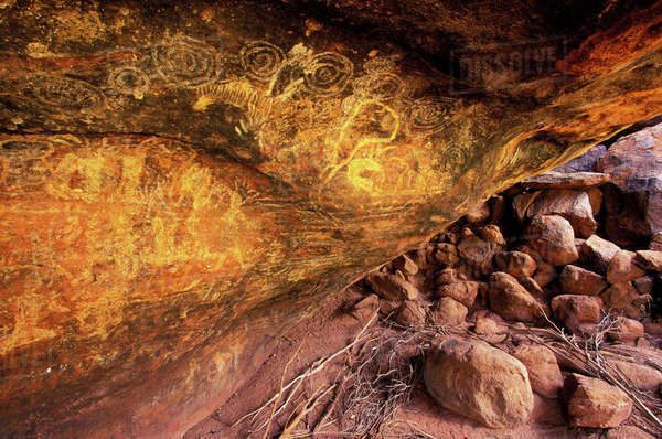Australia. Aboriginal cave rock art - Royalty-free Stock Photo | Dissolve