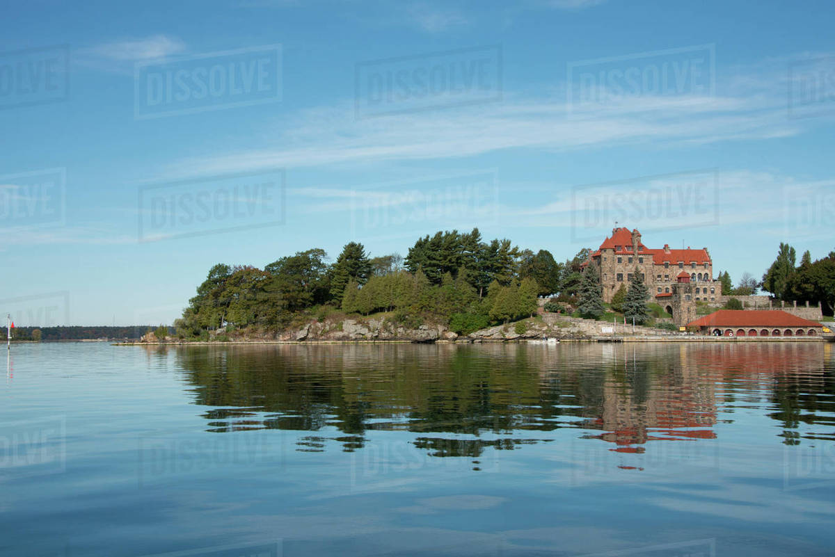 New York, St. Lawrence Seaway, Thousand Islands. Waterfront view of ...