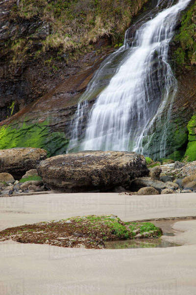 Oregon, Oregon Coast, Oswald West State Park, Blumenthal Falls, at ...
