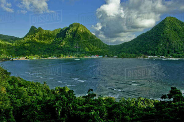 Mount Alava rises above Vatia Bay on the north coast of Tutuila Island ...