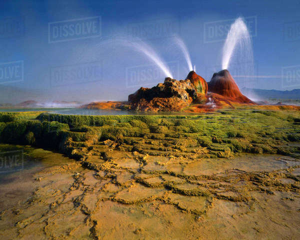 NEVADA. USA. Geyser Hot Springs, aka Fly Geyser. Boiling artesian well ...