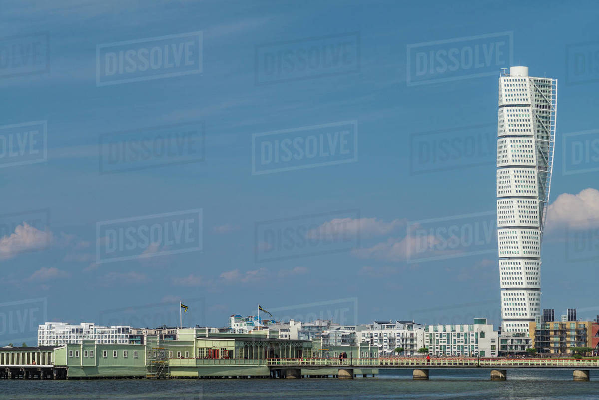 Sweden, Scania, Malmo, Turning Torso building, designed by architect ...