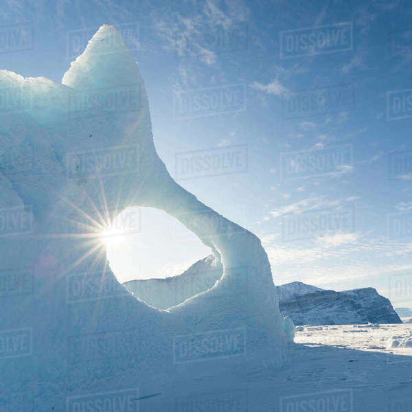Iceberg frozen into the sea ice of the Uummannaq fjord system during ...