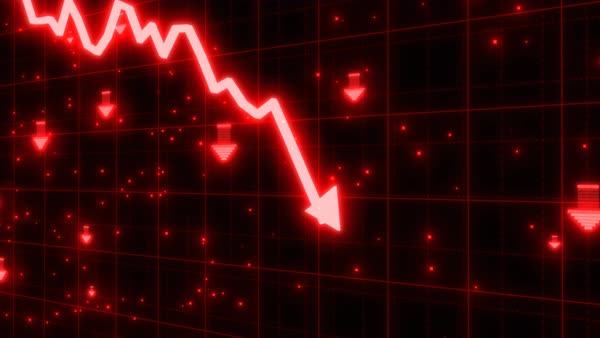 Stock Market Crash of Red Arrow Graph Going Down Into Recession - 4K ...