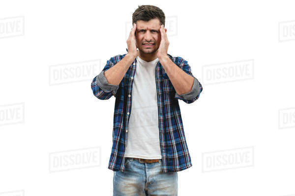 The stressed man standing on the white background - Royalty-free Stock ...