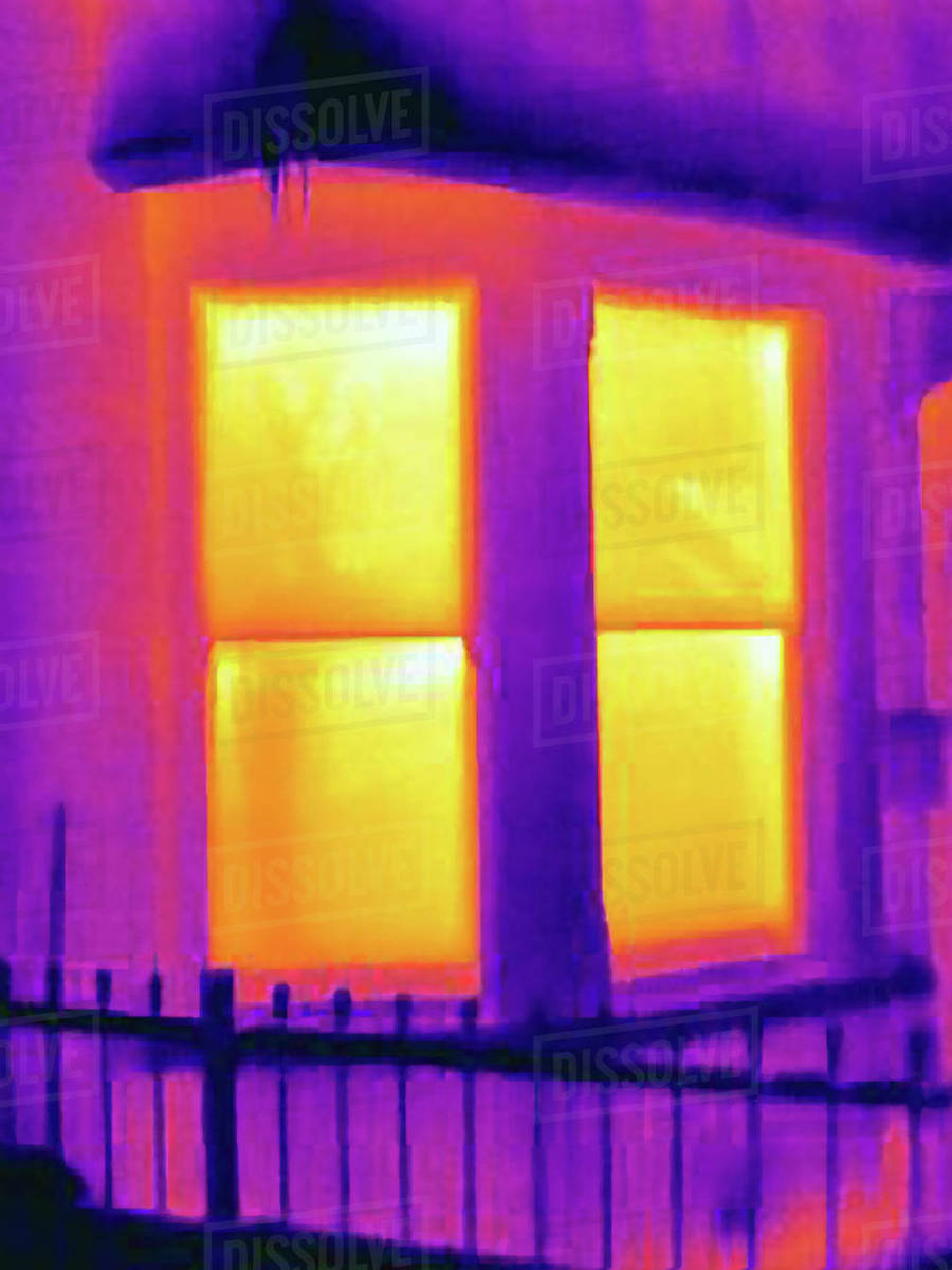 Thermal image of windows of house - Stock Photo - Dissolve