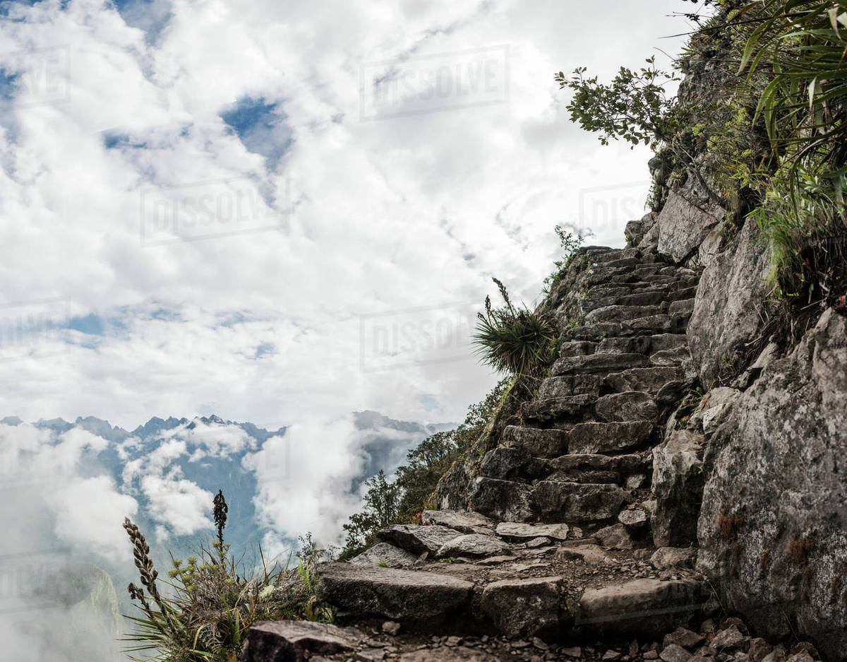 Steps on mountain, Machu Picchu, Cusco, Peru, South America - Royalty ...