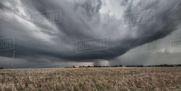 Mesocylone spins over rural Collyer, Kansas, US - Royalty-free Stock ...