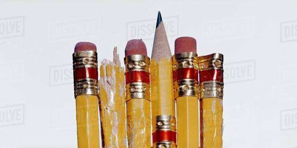 Close up of chewed pencils - Stock Photo - Dissolve