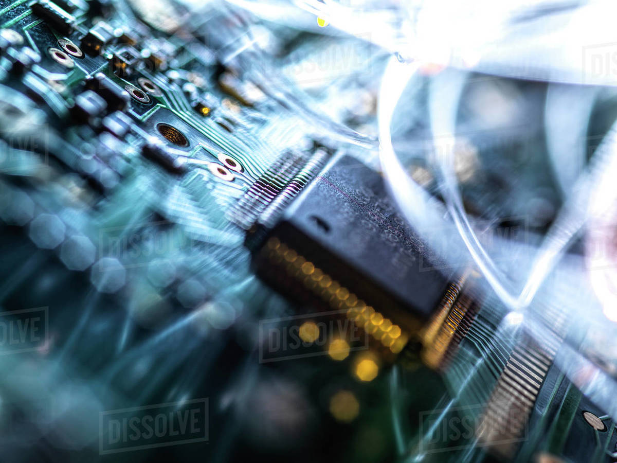 Fibre optics carrying data passing through electronic circuit boards ...
