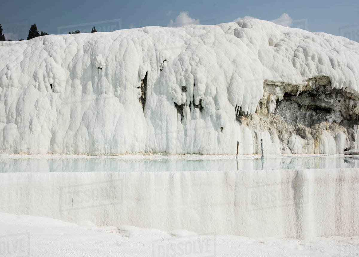 Calcium carbonate terraces of Pamukkale (ancient Hierapolis), Turkey ...