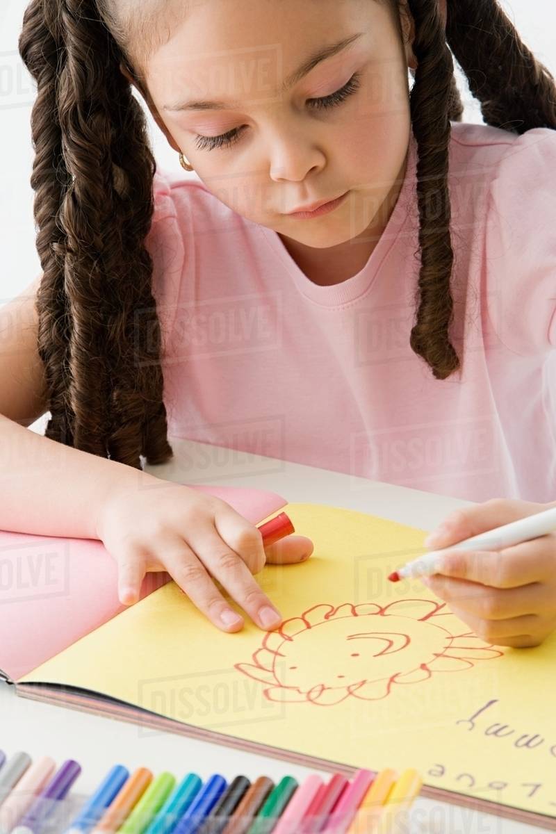 Girl drawing - Royalty-free Stock Photo | Dissolve