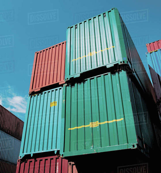 Shipping containers in shipyard - Royalty-free Stock Photo | Dissolve