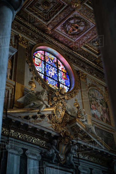 Italy, Rome, Stained glass window in Basilica of Saint Mary Major ...