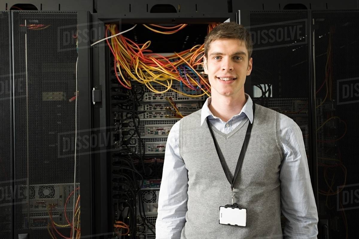 Portrait of a male computer technician - Royalty-free Stock Photo ...