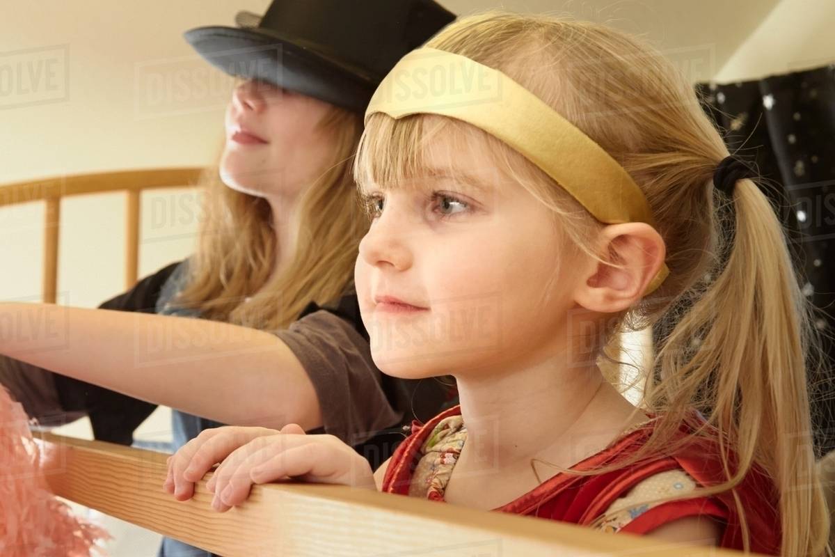 Two sisters in fancy dress outfits, close-up - Royalty-free Stock Photo ...