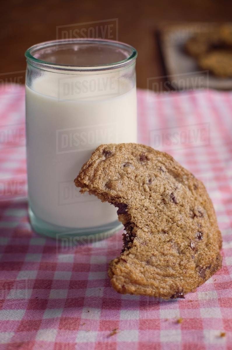 Chocolate chip cookie with milk - Stock Photo - Dissolve