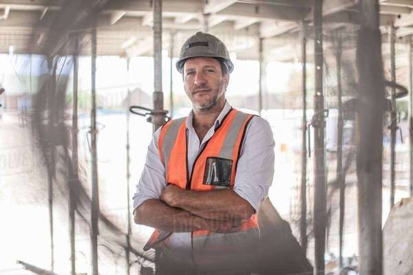 Portrait of site foreman on construction site - Royalty-free Stock ...