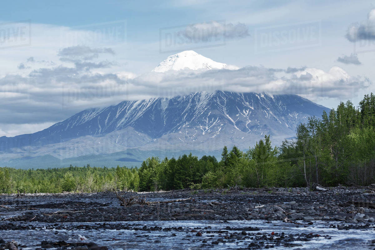 Beautiful summer volcanic landscape of Kamchatka Peninsula: view on ...