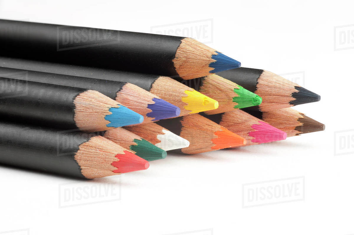 Multi colored pencils grouped together in a stack. - Royalty-free Stock ...