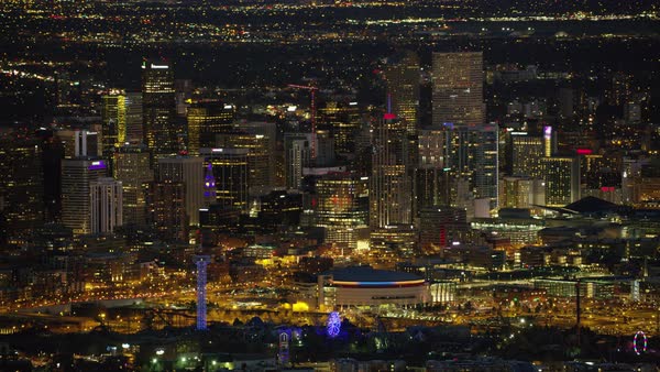 Aerial view of Denver at night - 4K Royalty-free Stock Video Footage ...