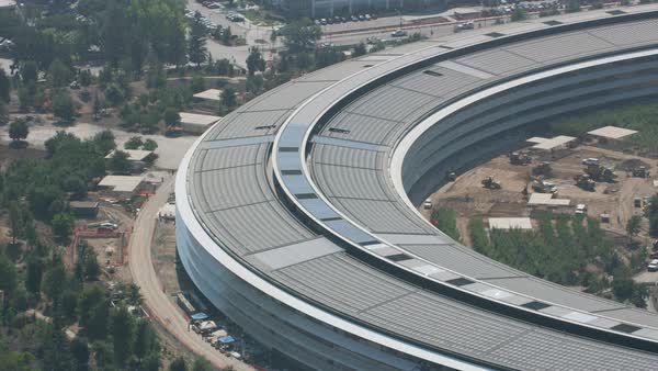 Aerial view of Apple Park, Apple Inc.'s new headquarters nicknamed "the ...