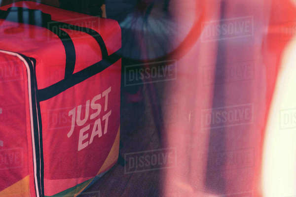 Just Eat logo Colored logo on the backpack. Online food ordering, home ...