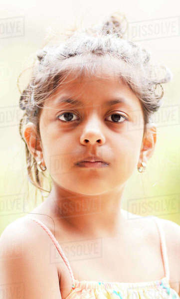 Portrait of cute little girl showing her beautiful face - Royalty-free ...