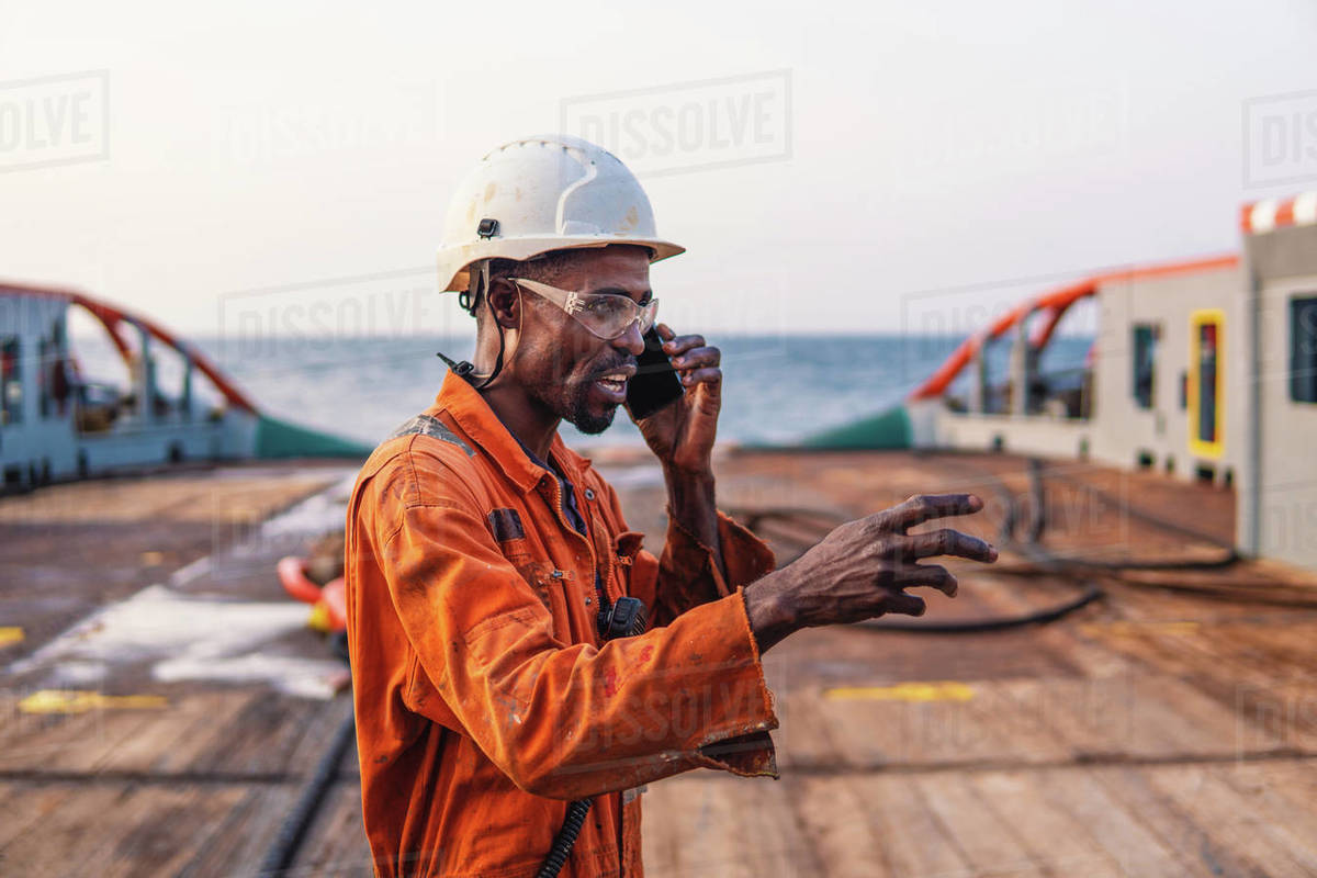 Marine Deck Officer or seaman on deck of vessel or ship. - Royalty-free ...