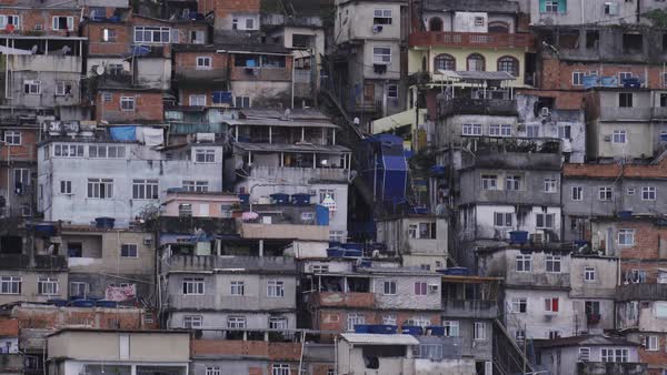 Funicular Ascending Amidst Colorful but Poverty-Stricken Slum of Rio ...