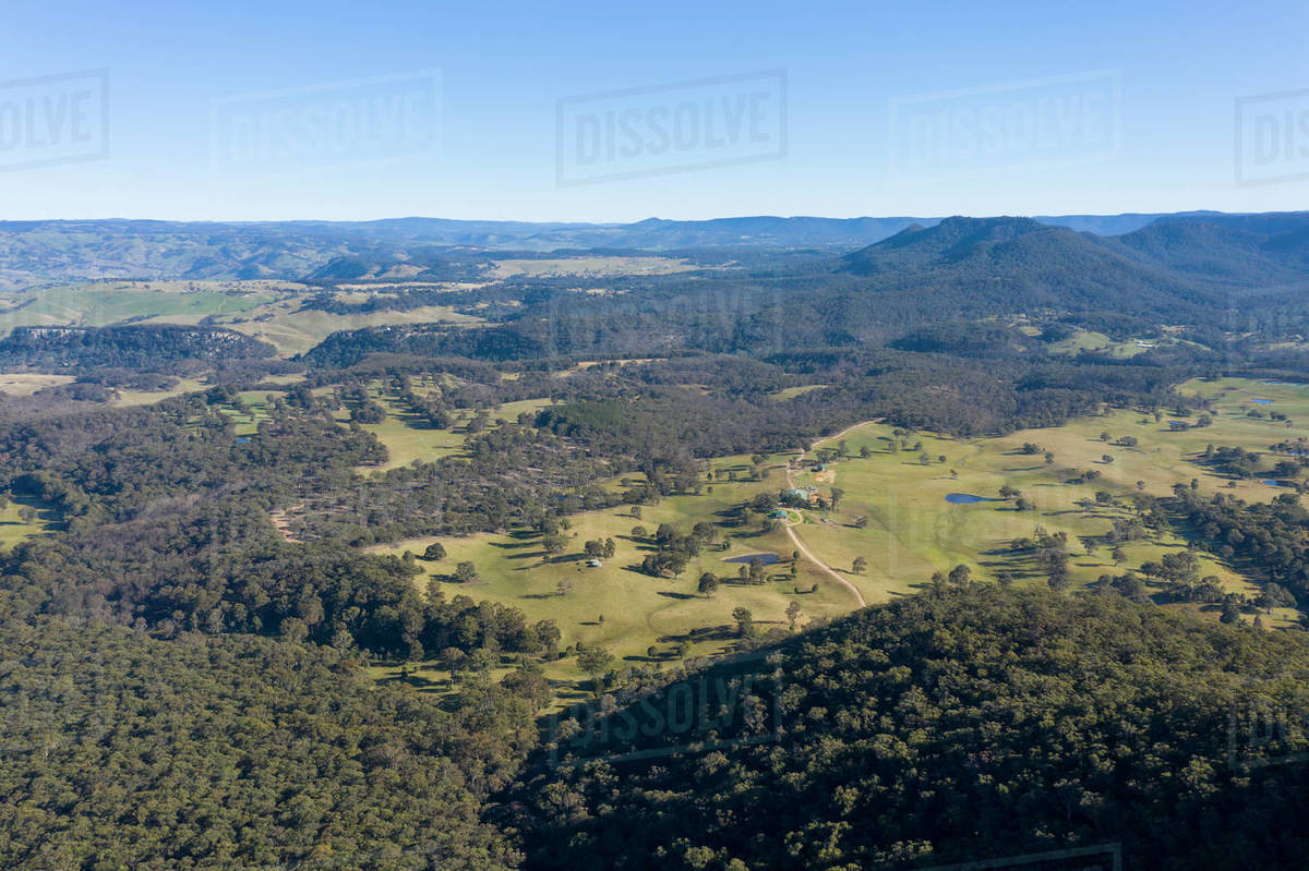 Aerial view of the Kanimbla Valley in The Blue Mountains in New South ...