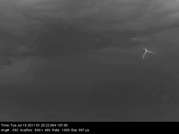 High-speed footage of stepped leaders heading towards the ground ...