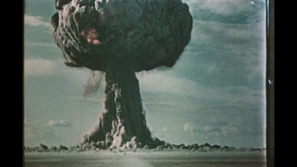 1950s Soviet atom bomb test and effects. Footage of the detonation of ...