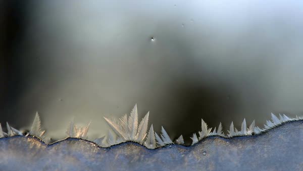 Timelapse footage of ice crystals forming on moist glass in air ...