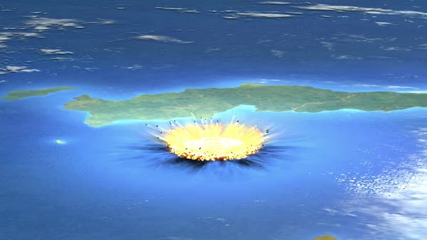 Chicxulub asteroid impact, animation - Stock Video Footage - Dissolve