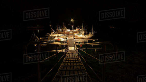 Lofoten Islands Night Port - Royalty-free Stock Photo | Dissolve