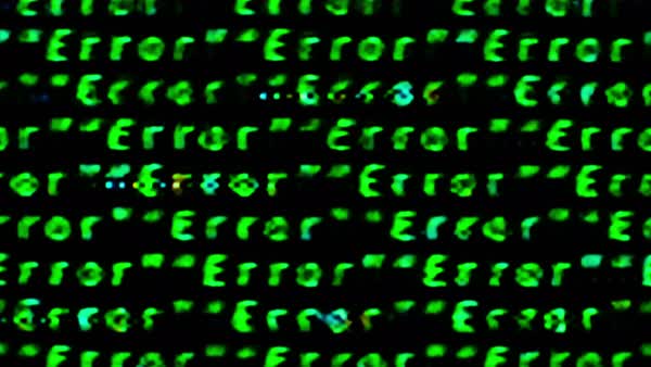 Repeating error message running down a computer screen with added ...