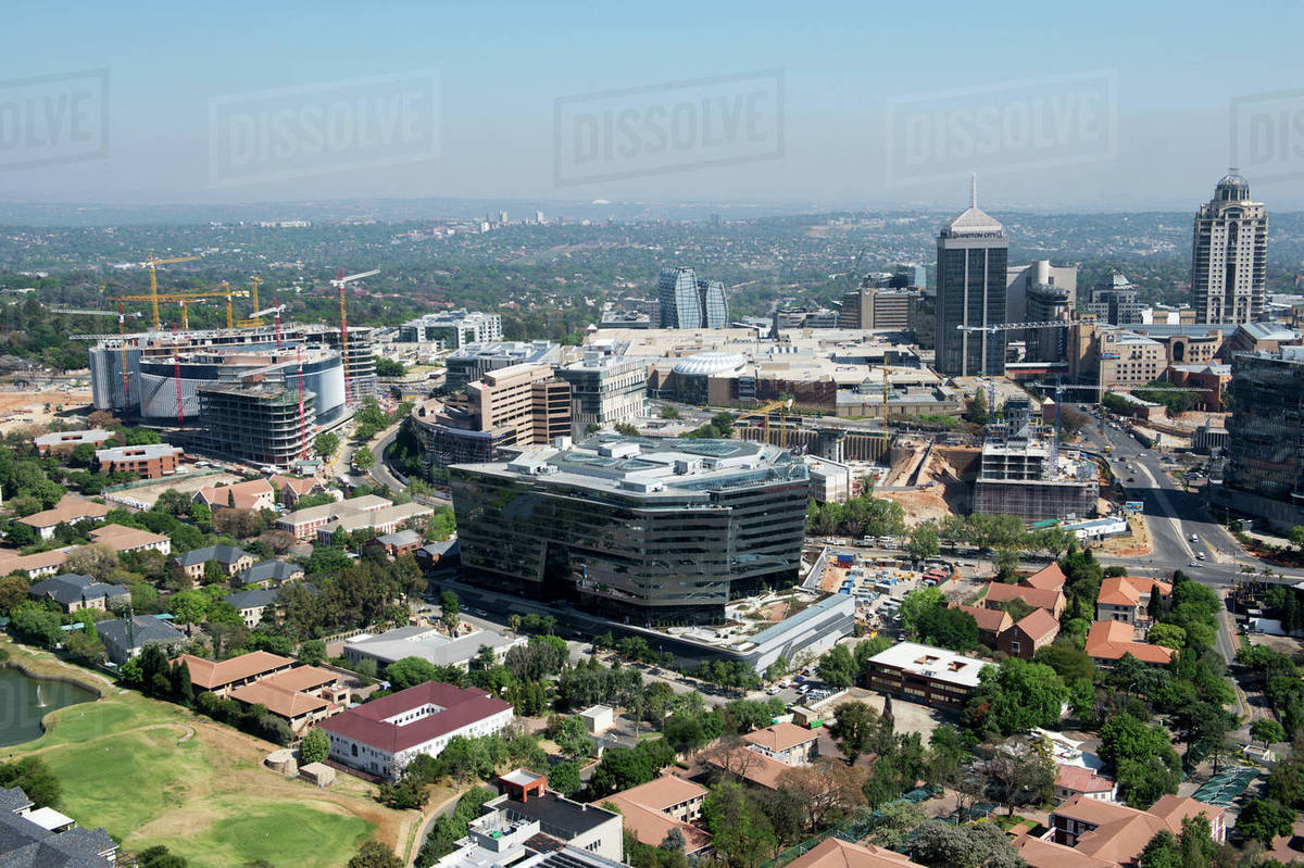 JOHANNESBURG, SOUTH AFRICA - September 24, 2016: Aerial view of the ...