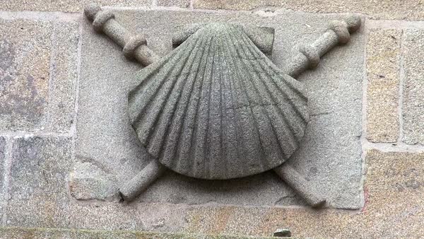 Stone carving of a scallop at The Santiago de Compostela Cathedral - HD ...