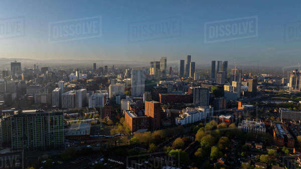 The image showcases a breathtaking aerial view of a city's skyline ...