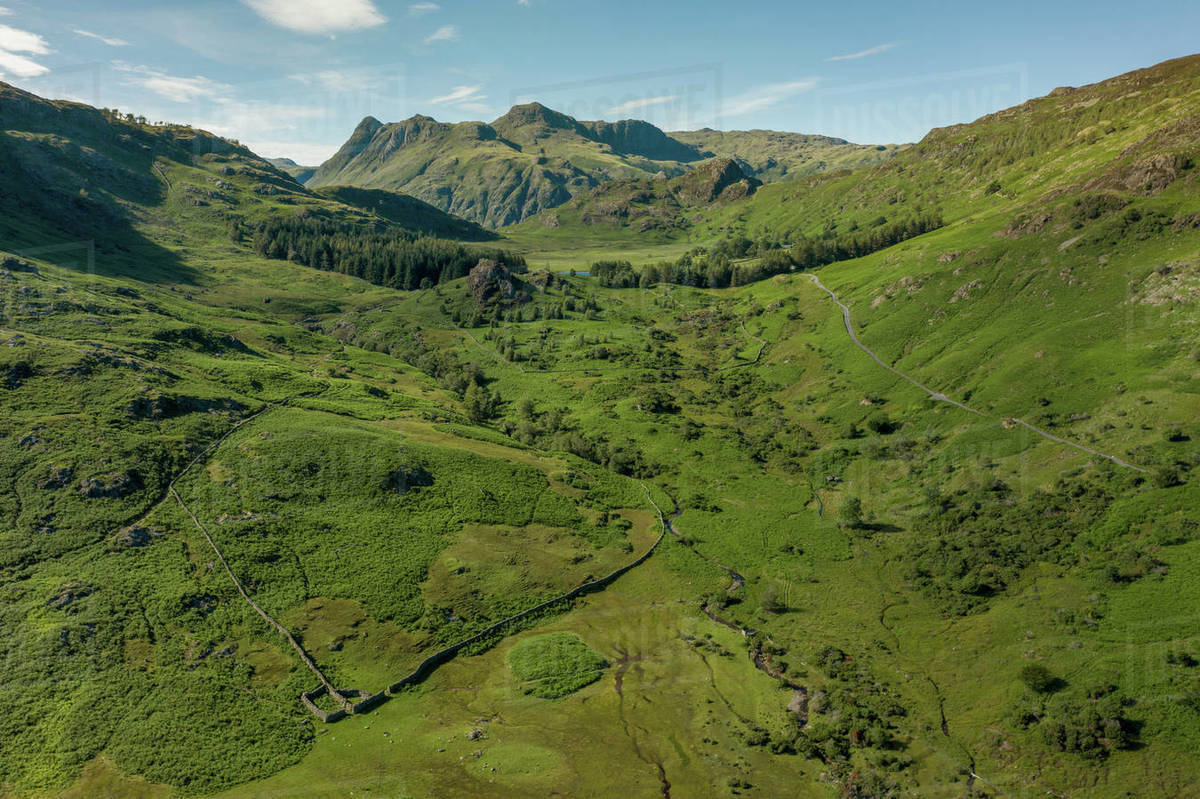 Blea Tarn Aerial shot, the tarn is in a hanging valley between Little ...