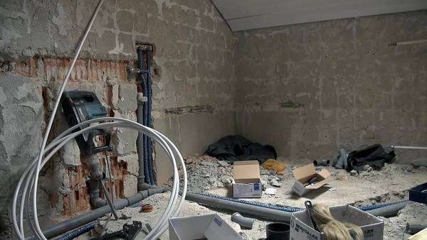 Total mess in bathroom . Plumber takes a break and leaves the old ...