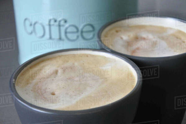 Close up of two Espresso coffee cups ready to drink. - Stock Photo ...