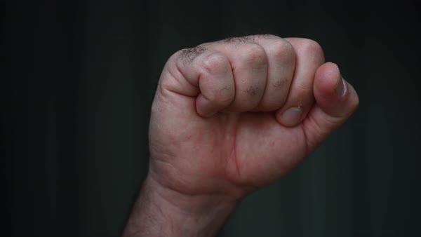 Male raised fist motion. The clenched fist, is a symbol of solidarity ...