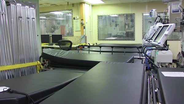 2020 - interior of U.S. Navy hospital ship Mercy as it is activated ...