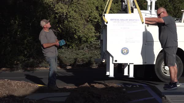2020 - secure ballot drop boxes drop off box is moved into position by ...