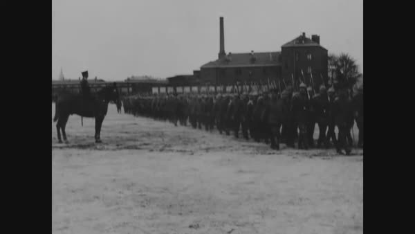 1916 - German soldiers pass for review. They shoot their rifles to ...
