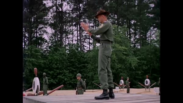 Soldiers practicing close combat fighting in basic training in America ...